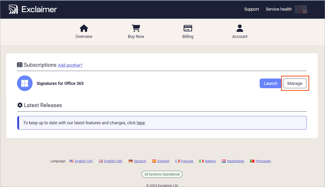Manage your subscription – Exclaimer Knowledge Base